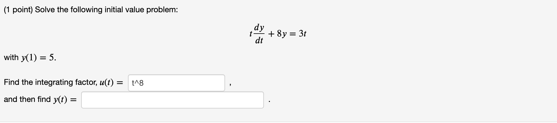 Solved 1 Point Solve The Following Initial Value Problem 2182