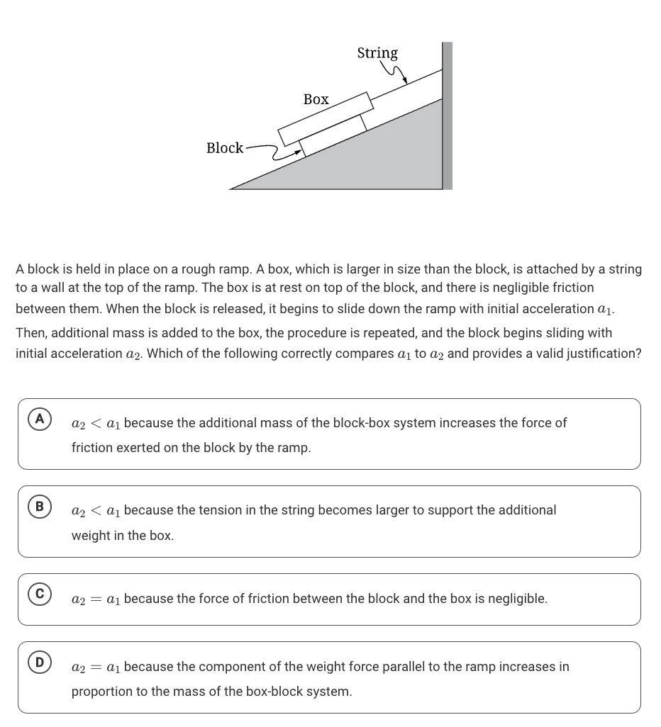 Solved A block is held in place on a rough ramp. A box, | Chegg.com