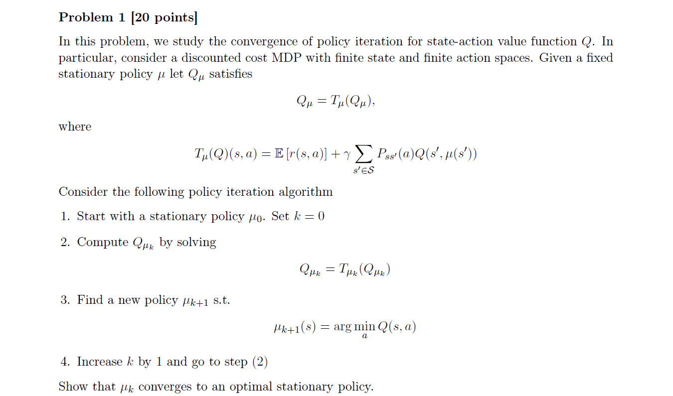 Problem 1 [20 points] In this problem, we study the | Chegg.com