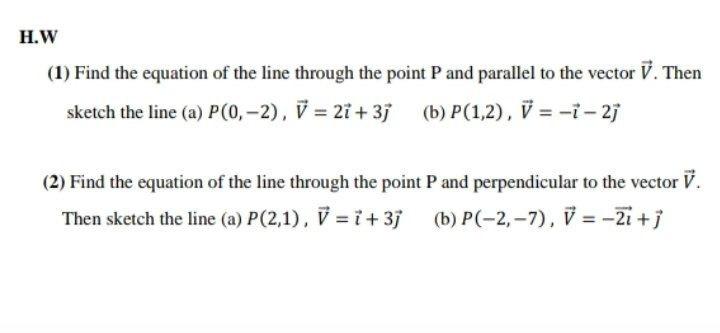 Solved H.W (1) Find the equation of the line through the | Chegg.com