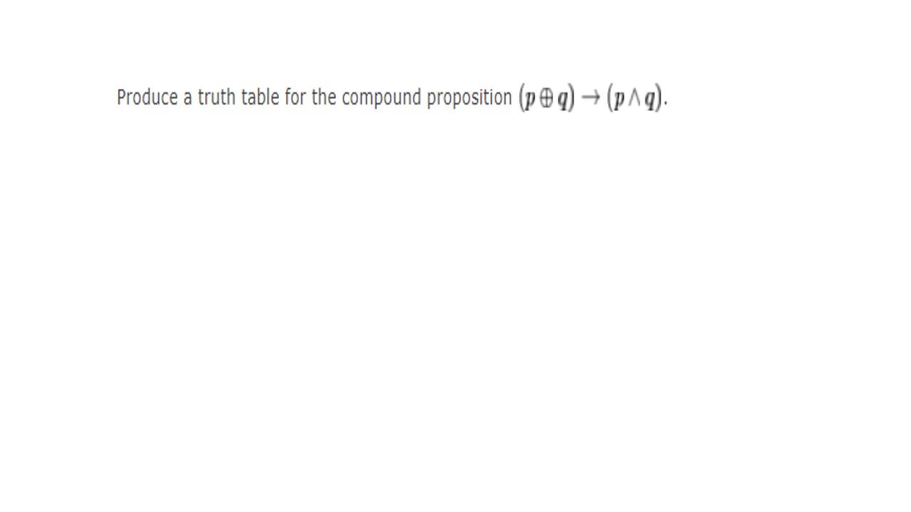 Solved Produce a truth table for the compound proposition | Chegg.com