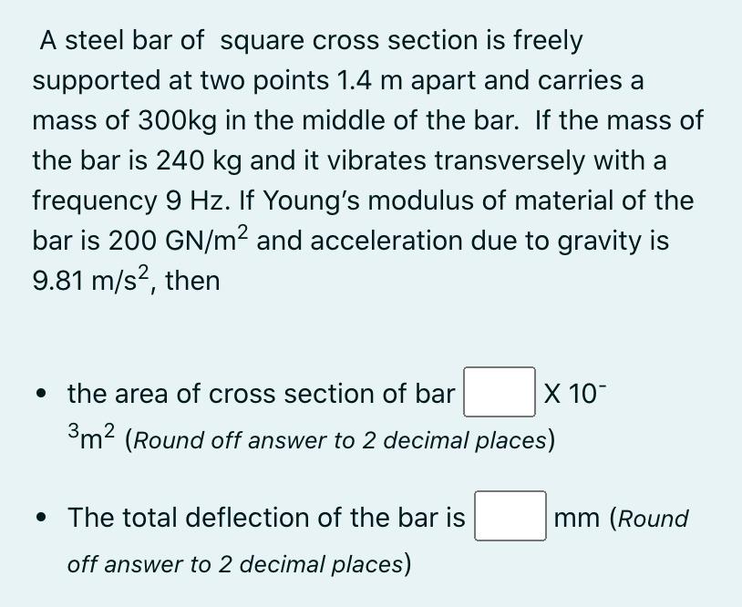 Solved A steel bar of square cross section is freely | Chegg.com