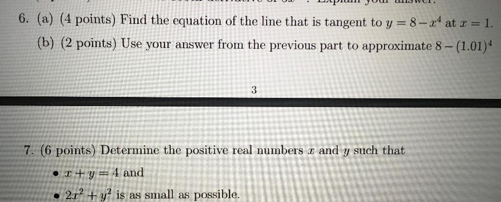 Solved 6. (a) ( 4 points) Find the equation of the line that | Chegg.com