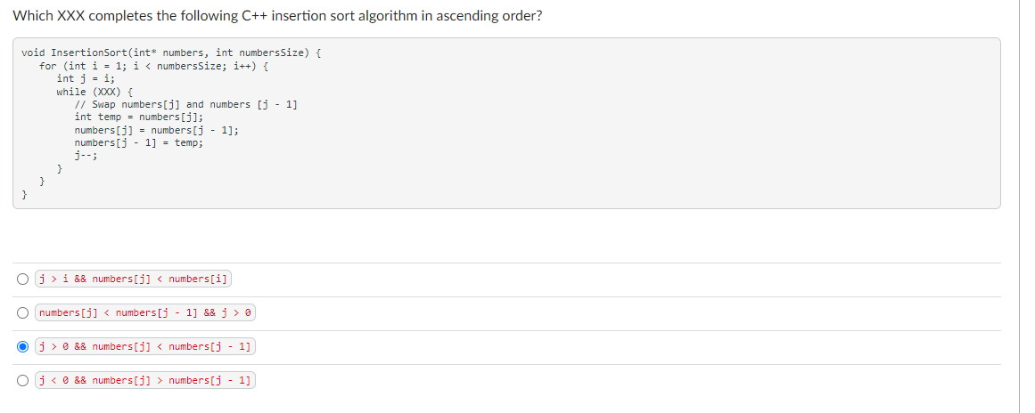 Solved Which xxx ﻿completes the following C++ ﻿insertion | Chegg.com