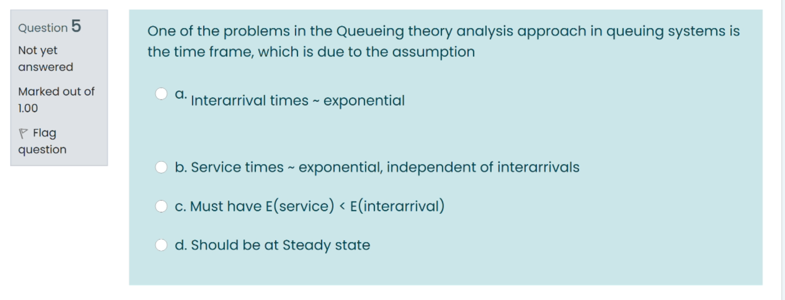 Solved Question 5 One of the problems in the Queueing theory | Chegg.com