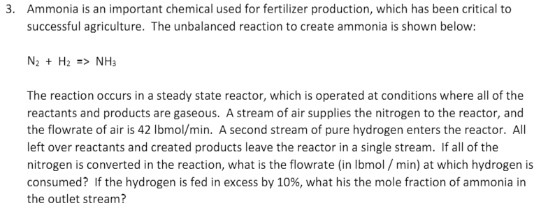 Solved 3. Ammonia is an important chemical used for | Chegg.com