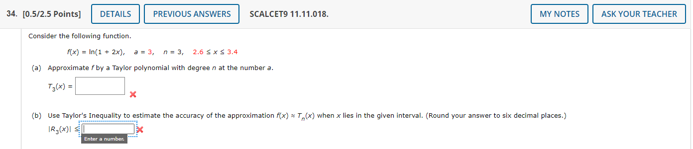 Solved 34. [0.5/2.5 Points] DETAILS Consider the following | Chegg.com