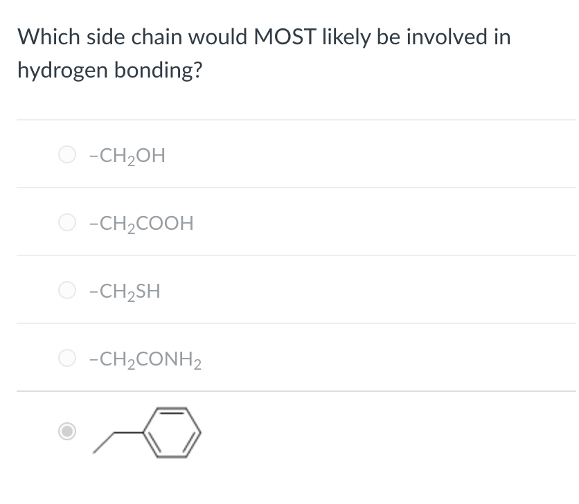 Solved Which side chain would MOST likely be involved in | Chegg.com