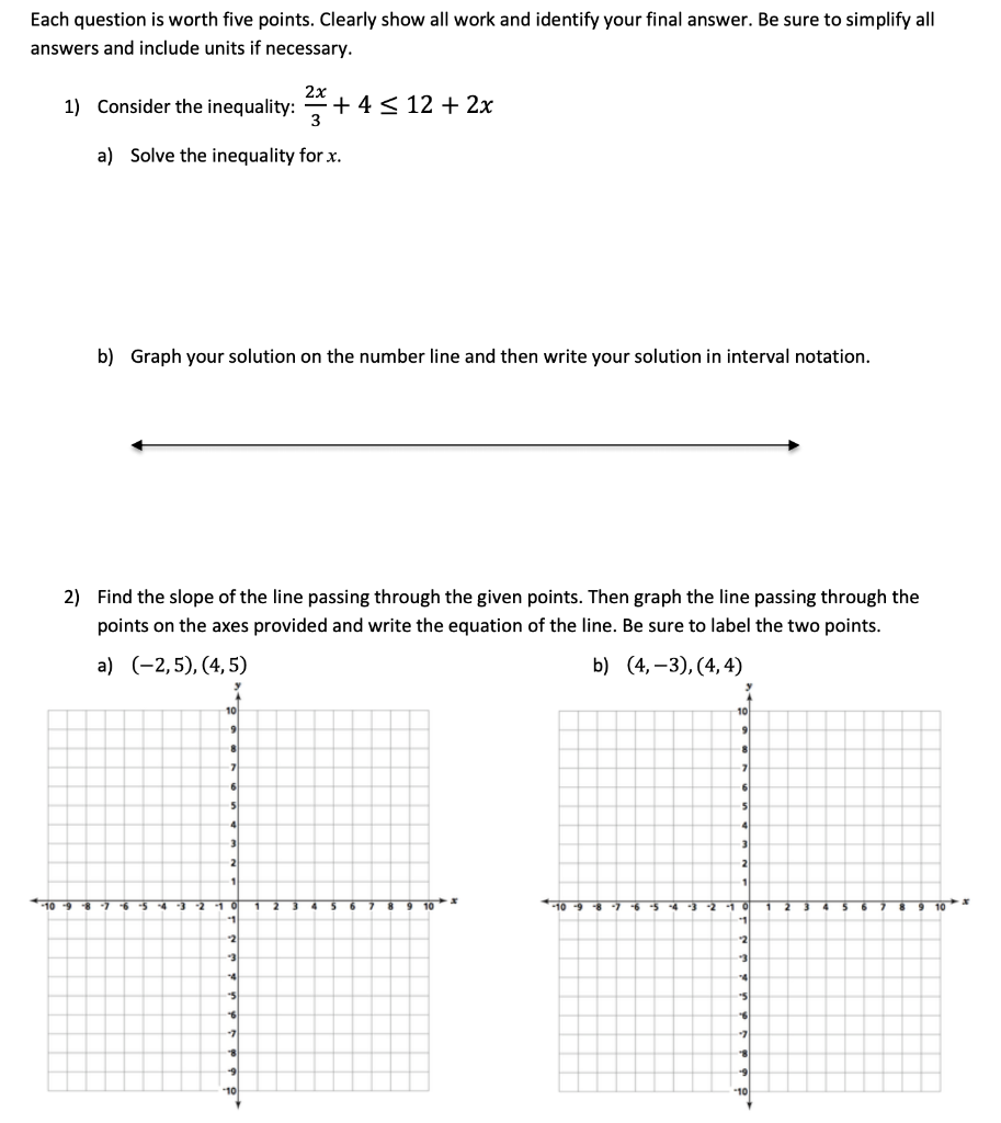 Solved Each question is worth five points. Clearly show all | Chegg.com