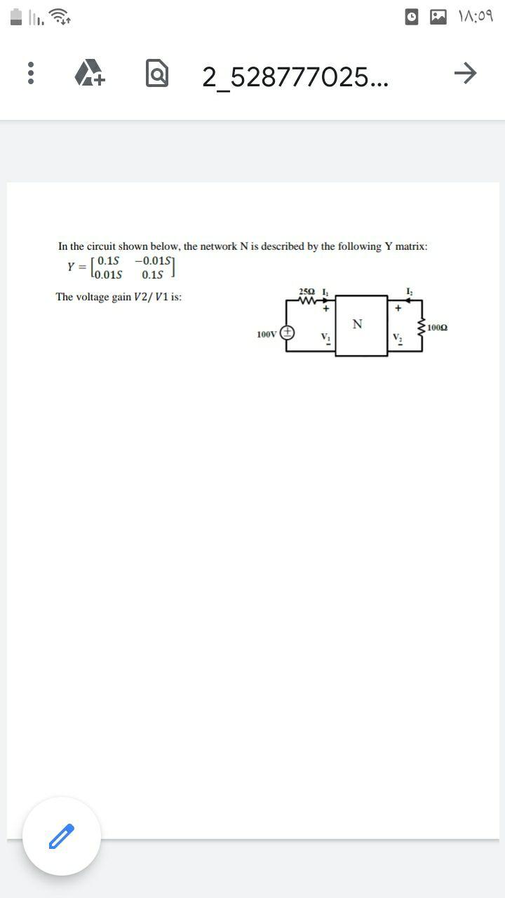 Solved 11:09 a 2_528777025... In the circuit shown below, | Chegg.com