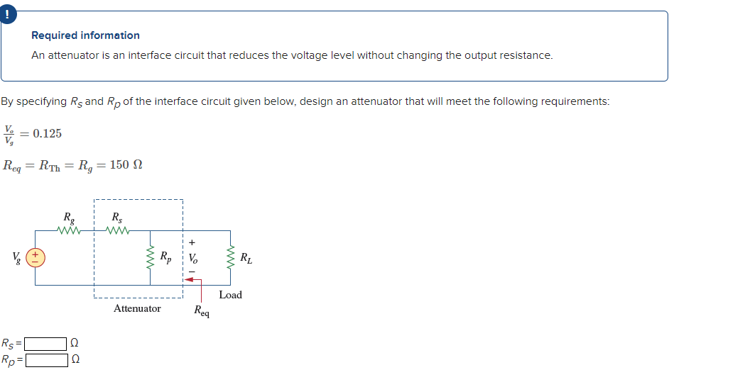 Solved Required information An attenuator is an interface | Chegg.com