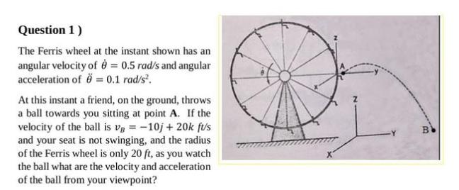 Solved Question 1) The Ferris wheel at the instant shown has | Chegg.com