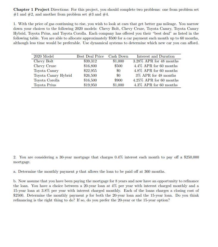 Solved Chapter 1 Project Directions: For this project, you | Chegg.com