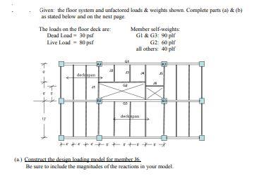 Solved Given the floor system and unfactored loads & weights | Chegg.com