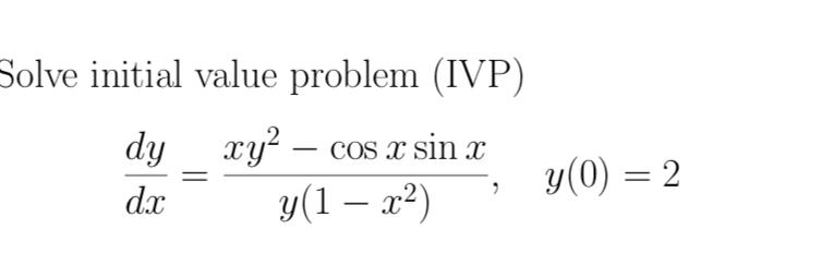 Solved Solve initial value problem (IVP) | Chegg.com