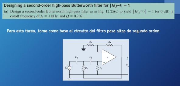 Solved Take as base the second order High pass filter | Chegg.com