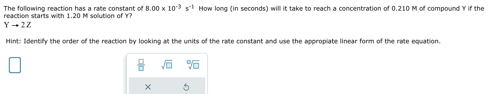 Solved The following reaction has a rate constant of | Chegg.com
