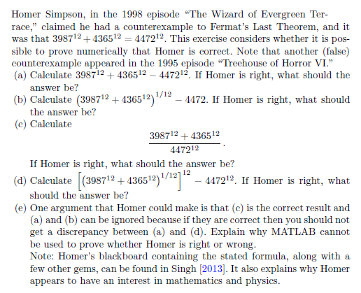 Solved Homer Simpson, in the 1998 episode "The Wizard of | Chegg.com