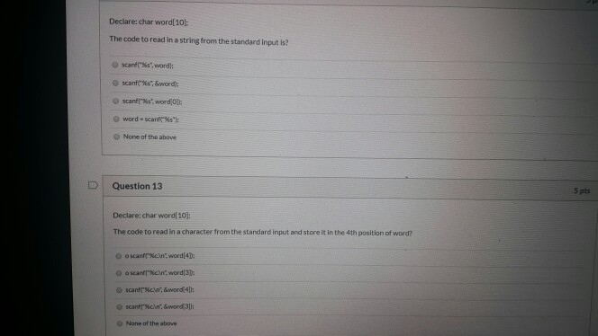 Solved Declare: char word[10): The code to read in a string | Chegg.com