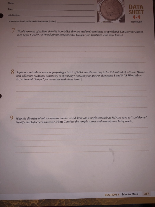 Solved I Name Date Lab Section DATA SHEET 4-4 (cantinued was | Chegg.com