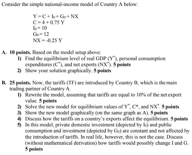 Solved Consider the simple national-income model of Country | Chegg.com