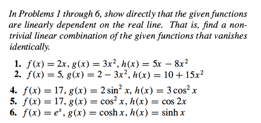 Solved In Problems 1 through 6, show directly that the given | Chegg.com