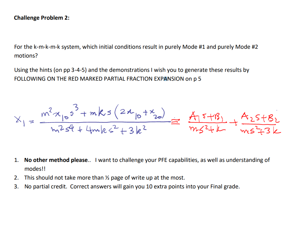 Solved For the k-m-k-m-k system, which initial conditions | Chegg.com
