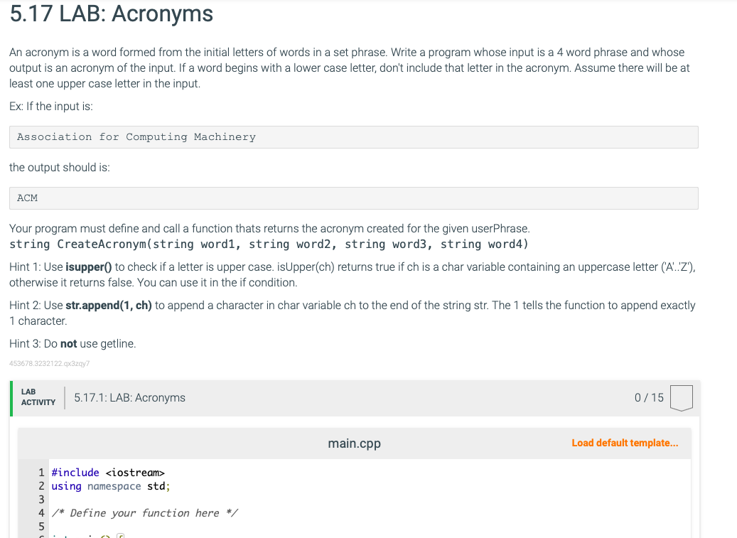 Solved An acronym is a word formed from the initial letters | Chegg.com