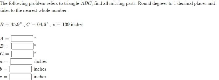 Solved The following problem refers to triangle ABC, find | Chegg.com