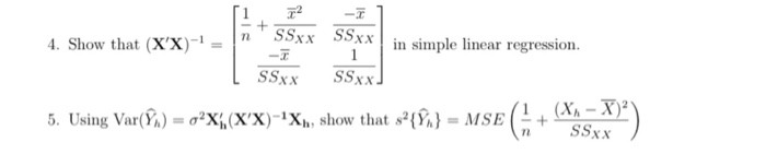 Solved SSXX SSxxin simple linear regression. 1 4. Show that | Chegg.com