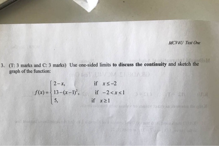 Solved MCV4U Test One 3. (T: 3 marks and C: 3 marks) Use | Chegg.com