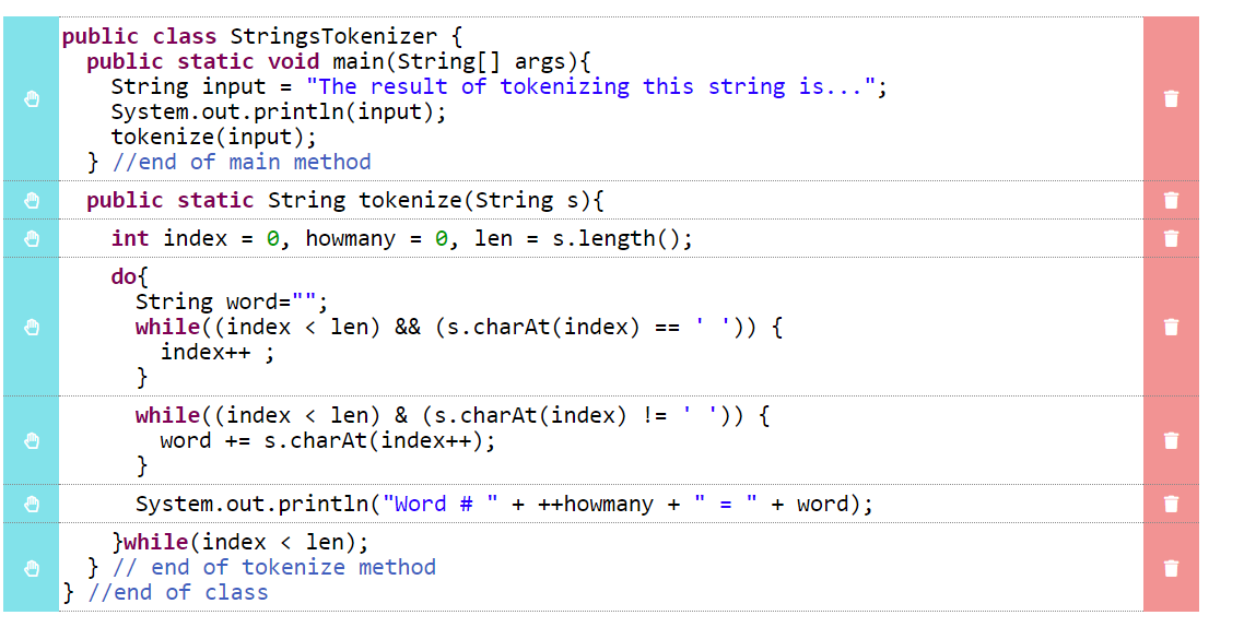 Solved StringsTokenizer This program takes an example string | Chegg.com