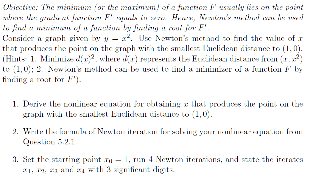Solved Objective: The minimum (or the maximum) of a function | Chegg.com