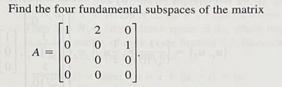 Solved Find the four fundamental subspaces of the matrix | Chegg.com