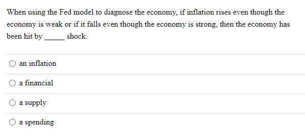 Solved When using the Fed model to diagnose the economy, if | Chegg.com