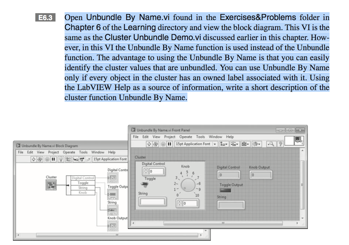 Solved E6.3 Open Unbundle By Name.vi found in the | Chegg.com
