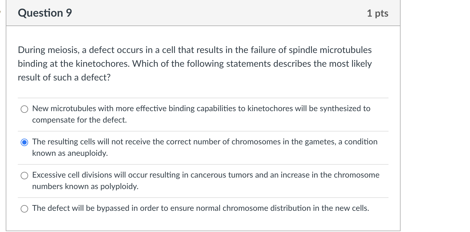 Solved During meiosis, a defect occurs in a cell that | Chegg.com