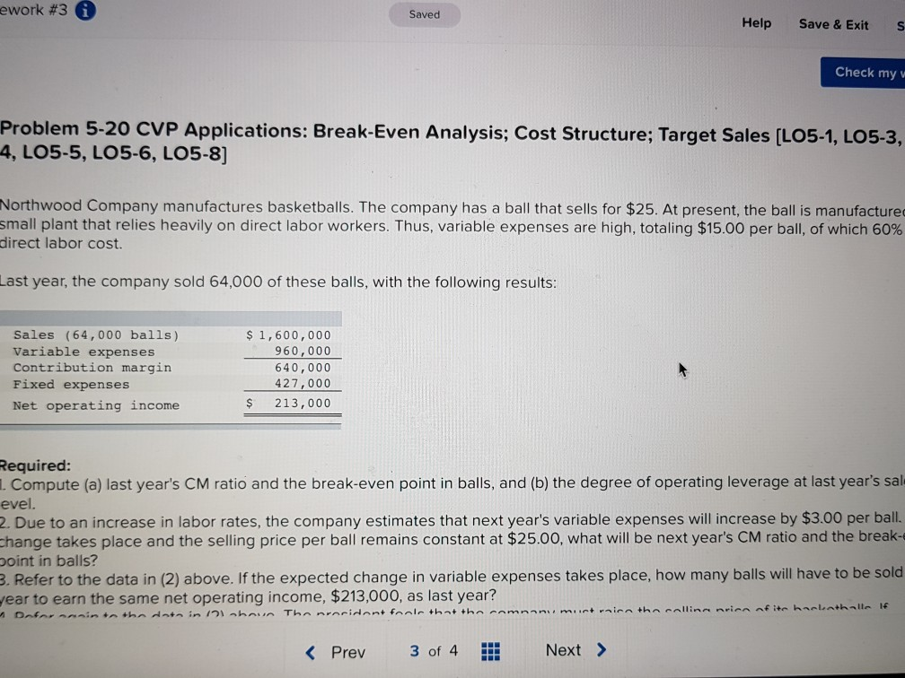 Solved ework #3 Saved Help Save& Exit s Check my Problem | Chegg.com