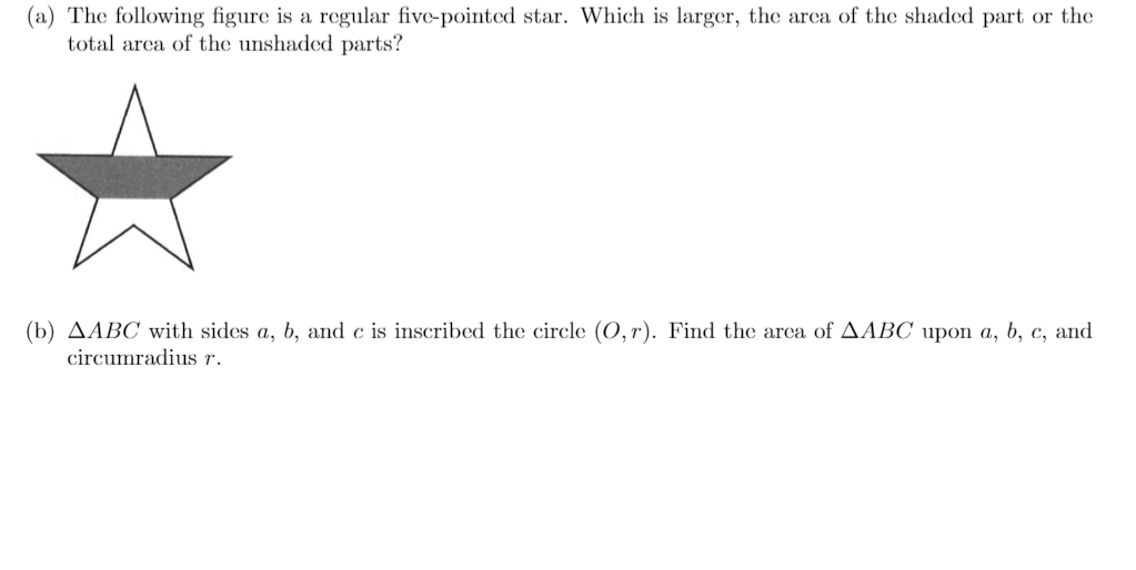 Solved (a) The following figure is a regular five-pointed | Chegg.com