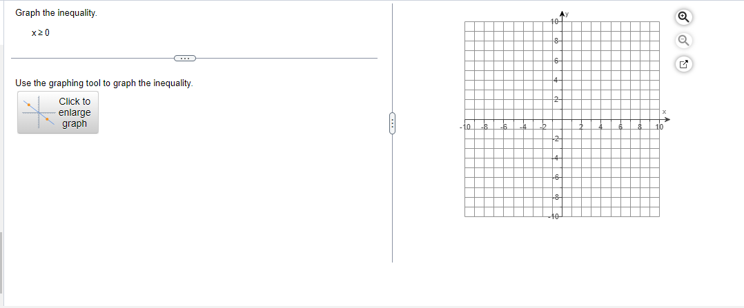 Solved Graph the inequality.x≥0Use the graphing tool to | Chegg.com
