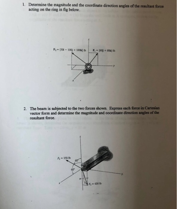 Solved 1. Determine the magnitude and the coordinate | Chegg.com