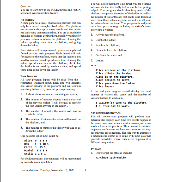 OBJECTIVE You are to learn how to use POSIX threads | Chegg.com