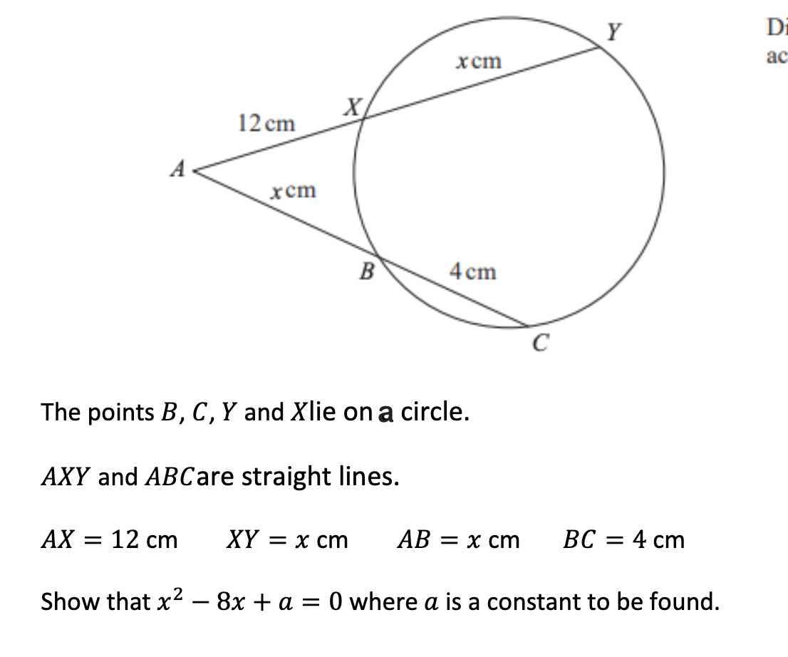 Solved Y D x cm ac X 12 cm A xcm B 4cm с The points B, C, Y | Chegg.com
