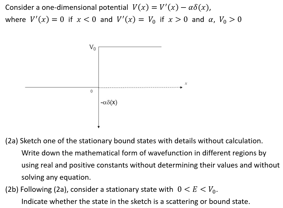 Solved Consider a one-dimensional potential V(x) = V'(x) — | Chegg.com