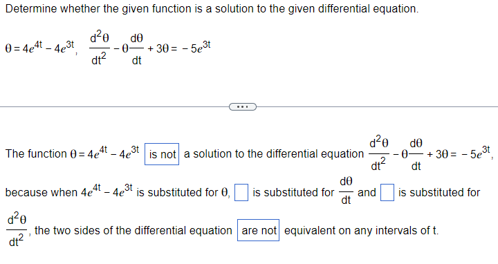 Solved Determine whether the given function is a solution to | Chegg.com