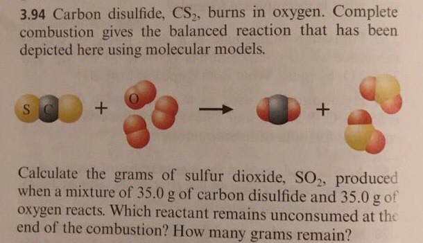 Solved 3.94 Carbon disulfide, CS2, burns in oxygen. Complete | Chegg.com