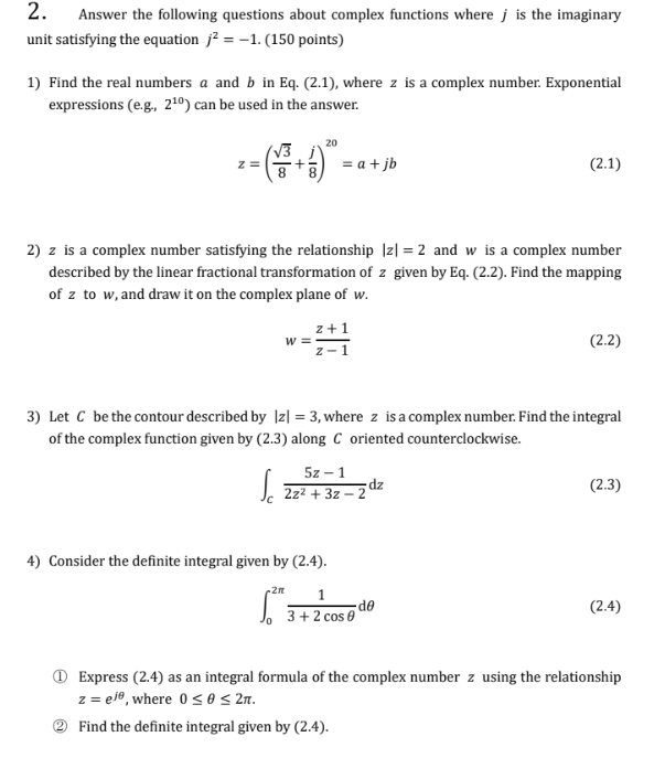 Solved 2. Answer the following questions about complex | Chegg.com
