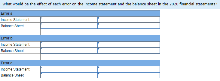 Solved Below are three independent and unrelated errors. On | Chegg.com