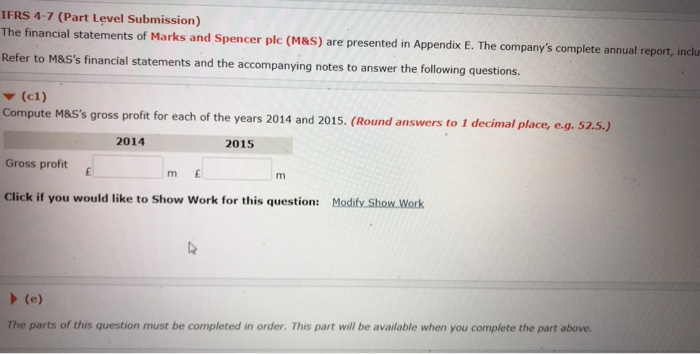 Solved IFRS 4-7 (Part Level Submission) The financial | Chegg.com