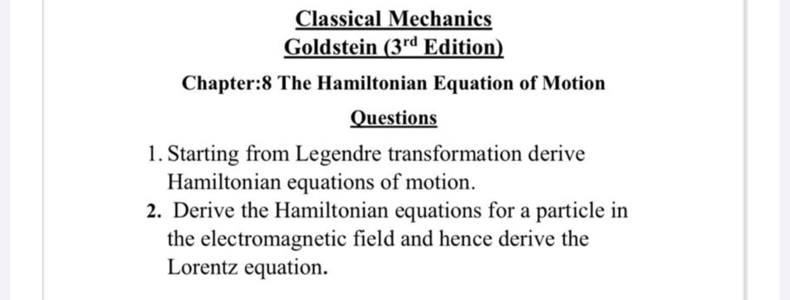 Solved Classical Mechanics Goldstein (3rd Edition) Chapter:8 | Chegg.com